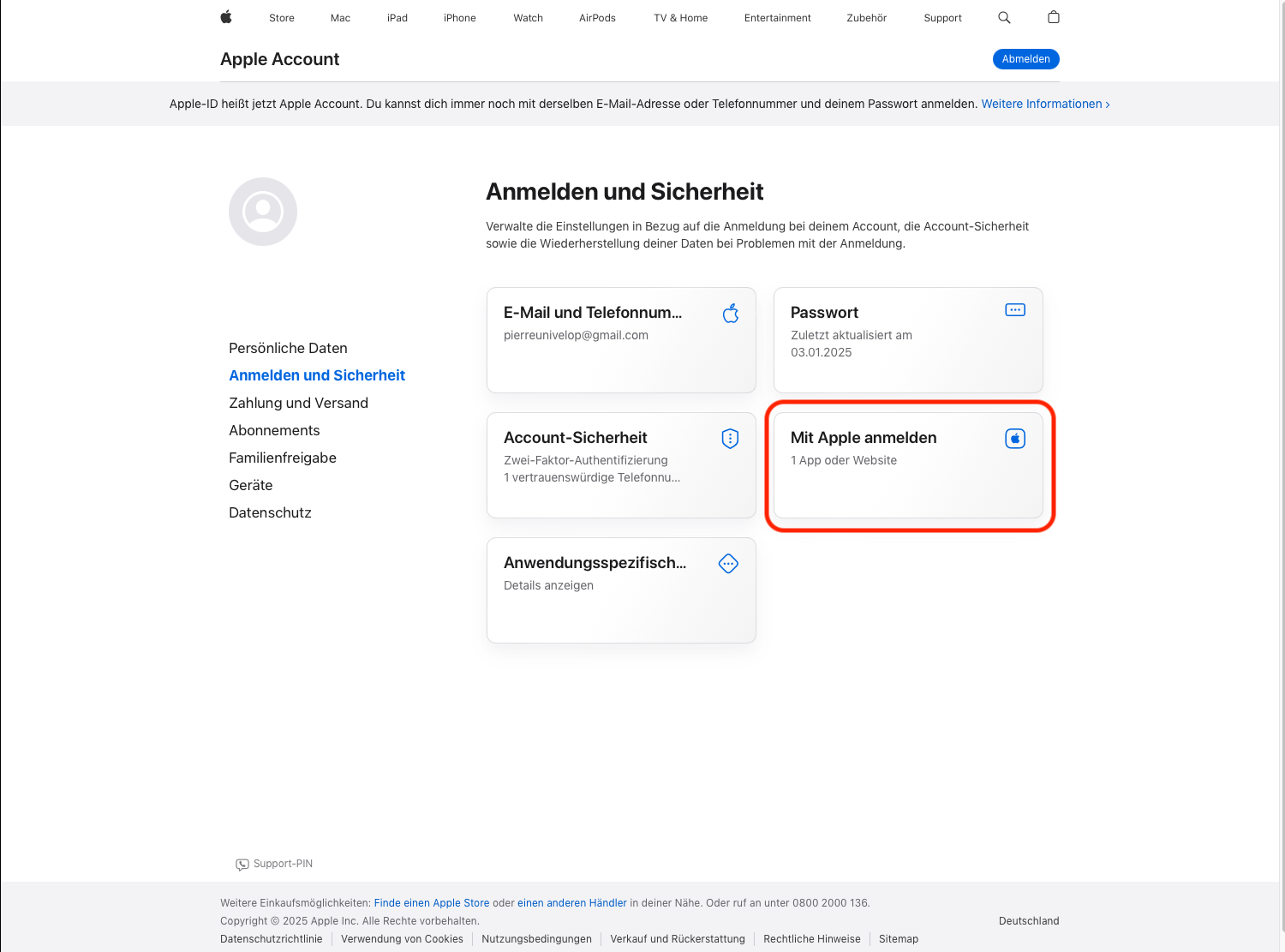 Apple Anmeldung | Univelop Docs